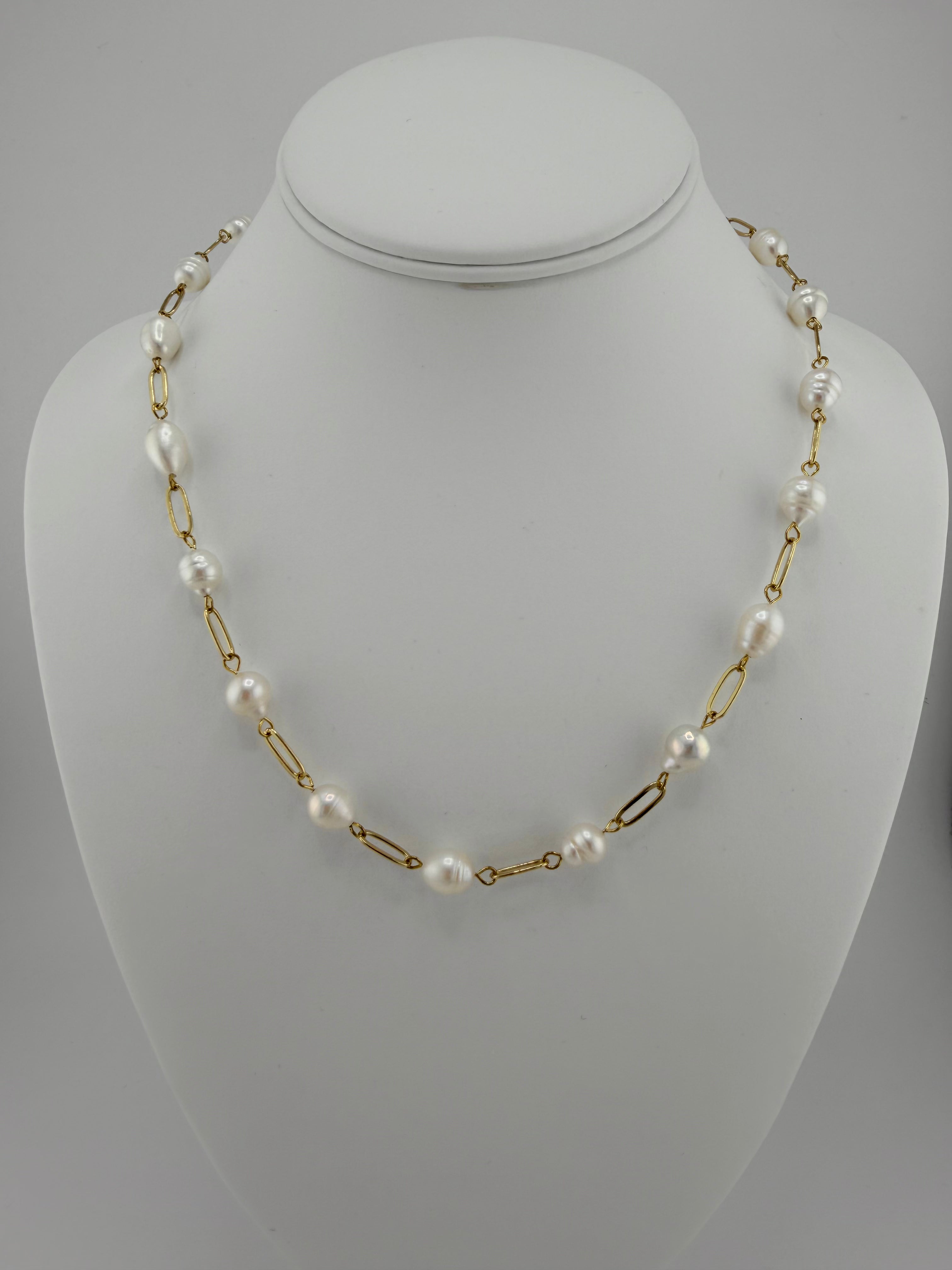 Paperclip Freshwater Pearl Station Necklace – Matt Harris Designs